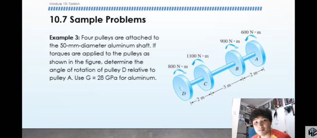 Modula Ify Tonton 10.7 Sample Problems Example 3: Four pulleys are aftached to the 50 -mm ...