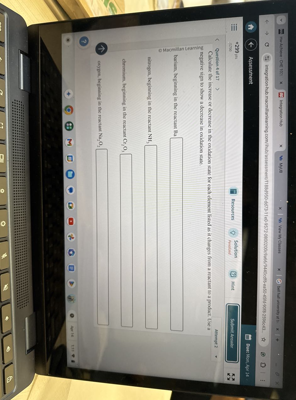 Hw-Achieve - CHE 1021 Integration Hub MyUB View My Classes bell hall university at b integration ...