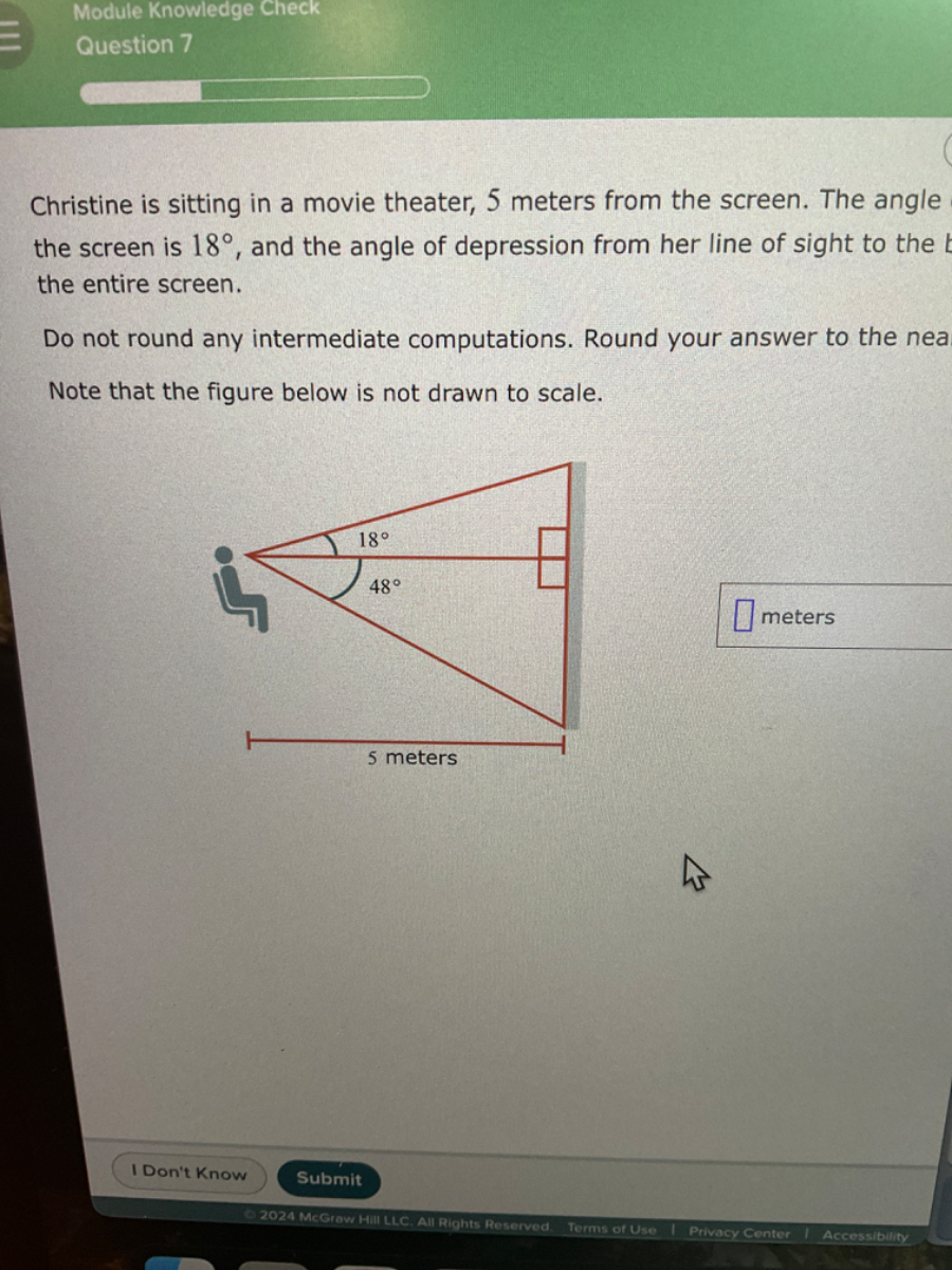 SOLVED: Module Knowledge Check Question 7 Christine is sitting in a movie theater, 5 meters from ...