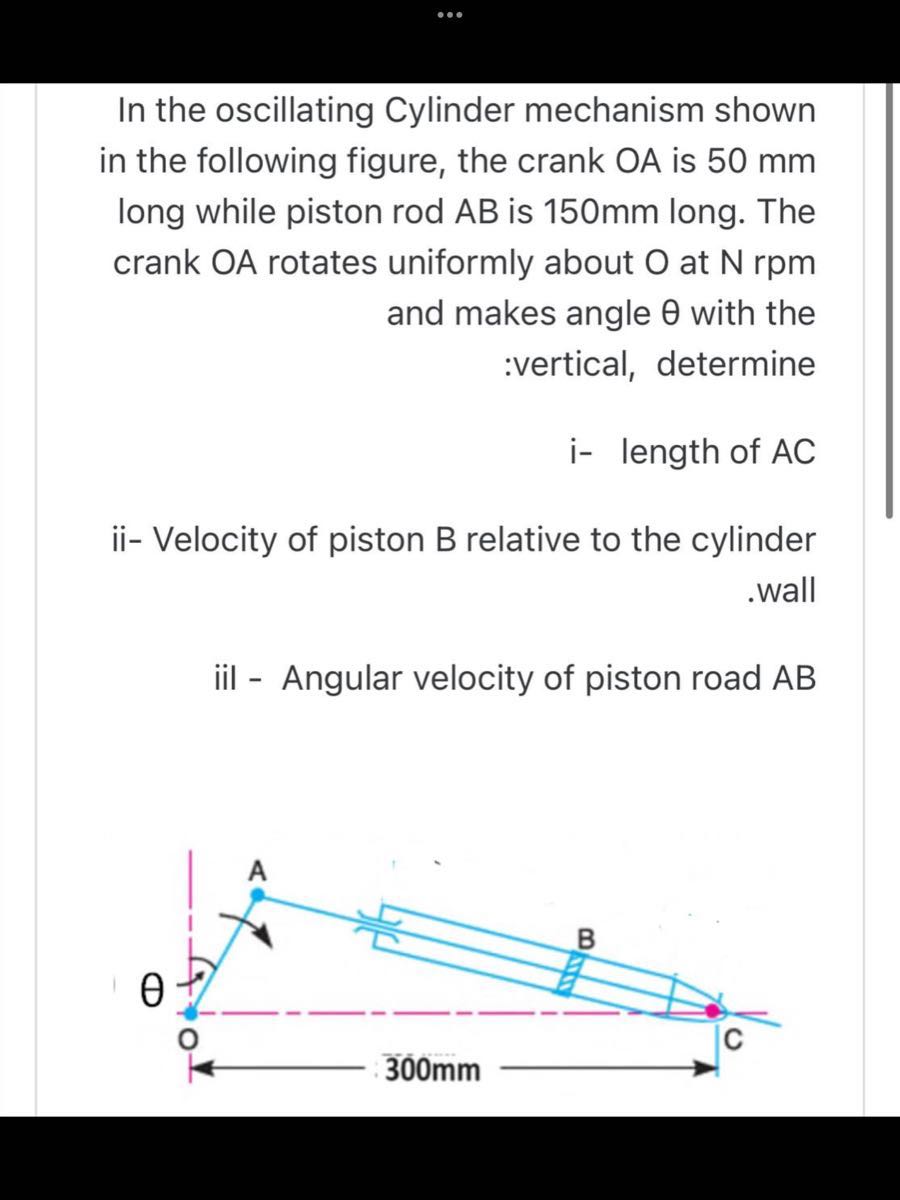 In the oscillating Cylinder mechanism shown in the following figure ...