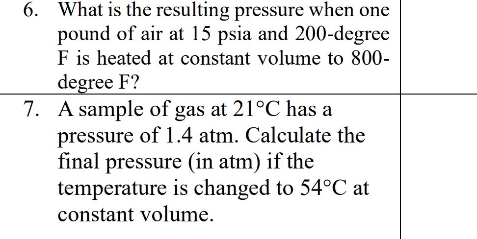 6 what is the resulting pressure when one pound of air at 15 psia and ...