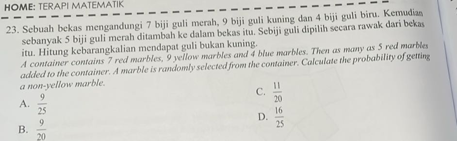 home terapi matematik 23 sebuah bekas mengandungi 7 biji guli merah 9 ...