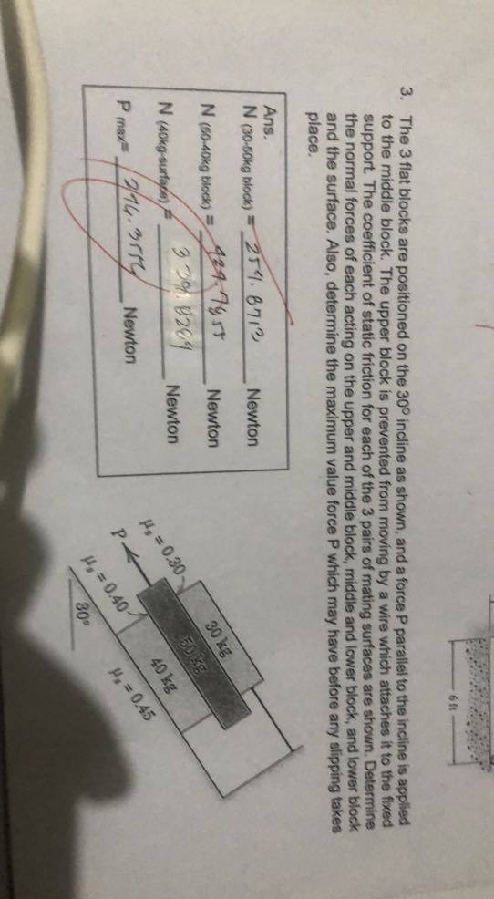 3. The 3 flat blocks are positioned on the 30^∘ incline as shown, and a ...