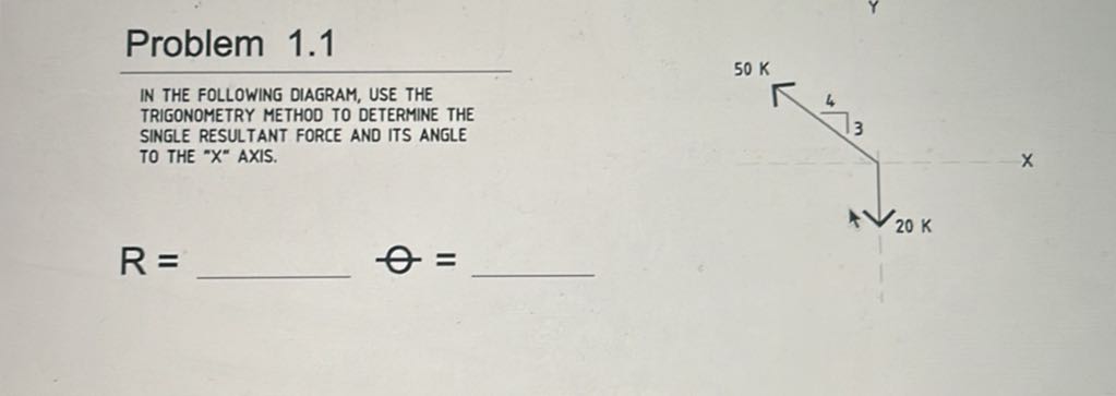 Problem 1.1 IN THE FOLLOWING DIAGRAM, USE THE TRIGONOMETRY METHOD TO ...