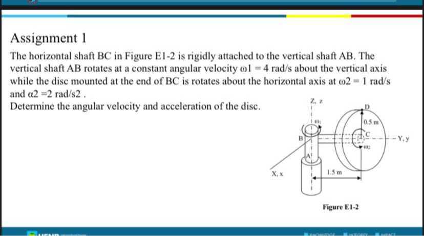Assignment 1 The horizontal shaft BC in Figure E1-2 is rigidly attached ...