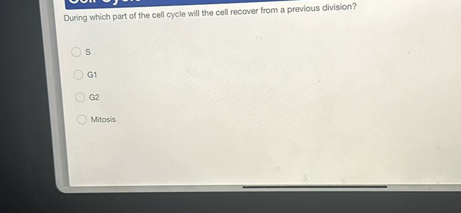 During which part of the cell cycle will the cell recover from a ...