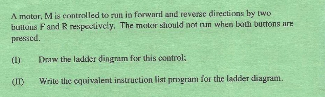 A motor, M is controlled to run in forward and reverse directions by ...