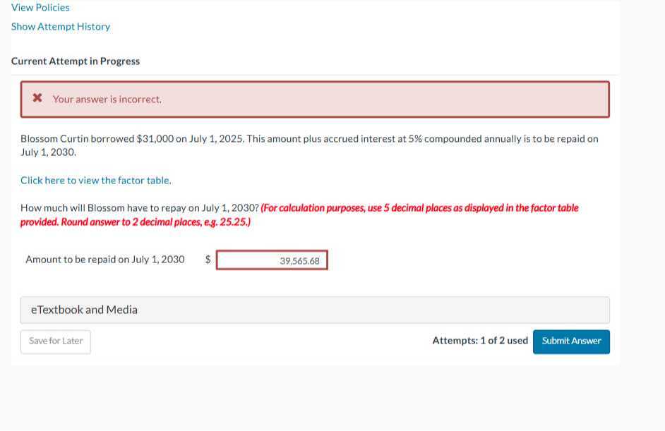 view policies show attempt history current attempt in progress your answer is incorrect blossom ...