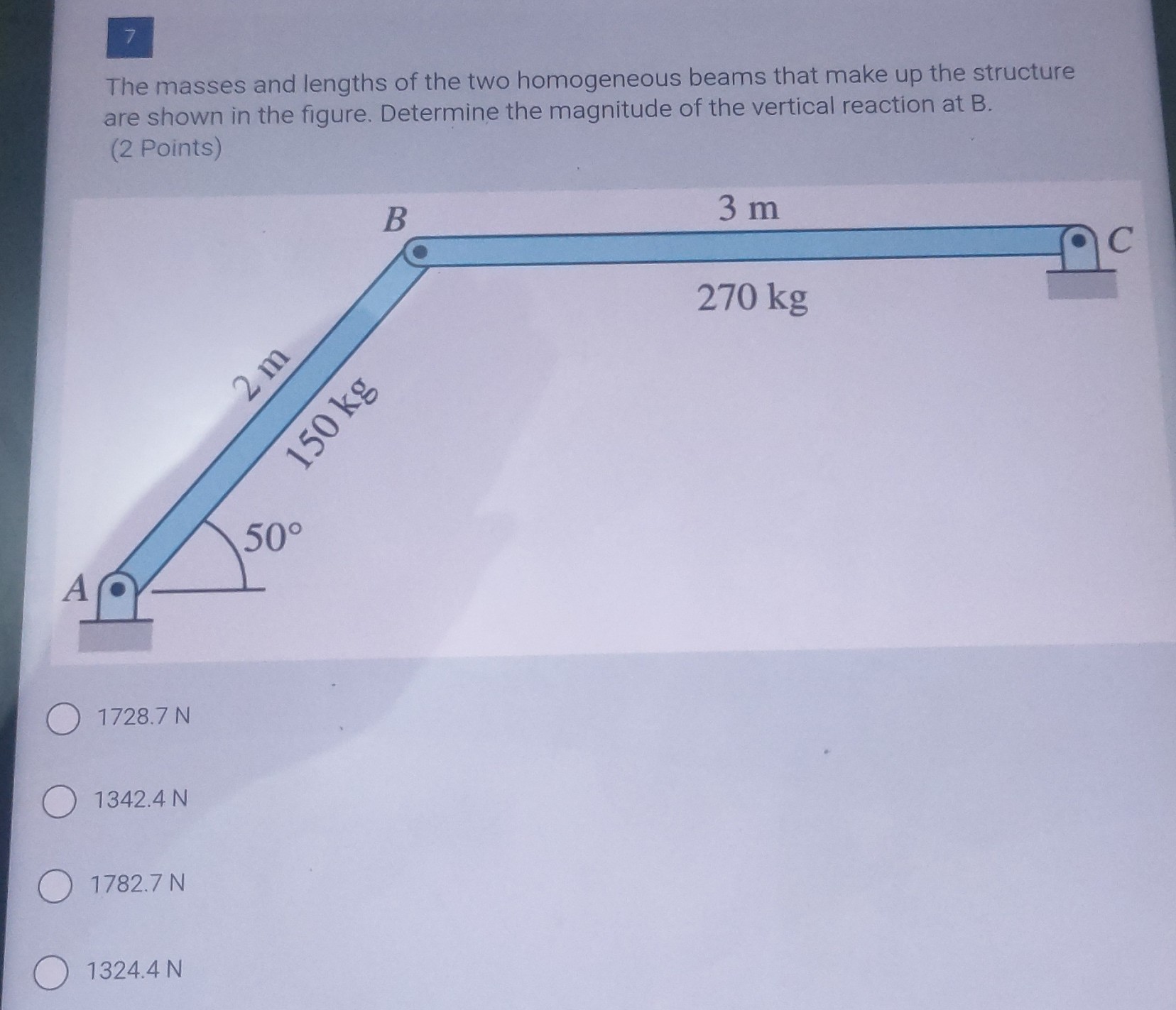 7 The masses and lengths of the two homogeneous beams that make up the ...