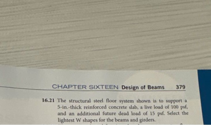 CHAPTER SIXTEEN Design of Beams 379 16.21 The structural steel floor system shown is to support ...