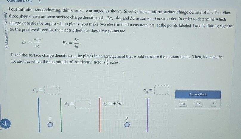 [GET ANSWER] Four infinite, nonconducting, thin sheets are arranged as ...