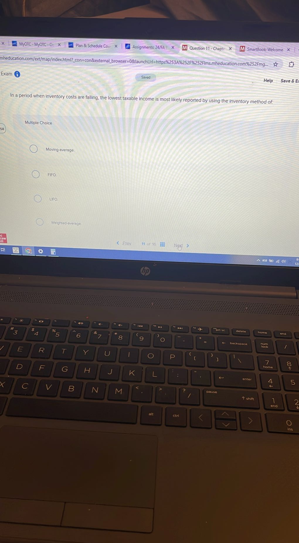 MyOTC - MyOTC - O: Plan & Schedule Cou Assignments 24 / FA Question 11 - Chapte SmartBook ...