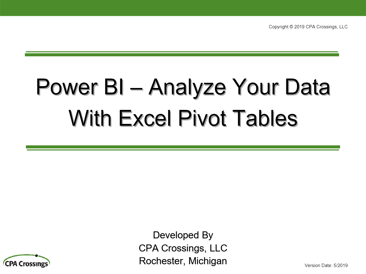 Power BI - Analyze Your Data With Excel Pivot Tables
