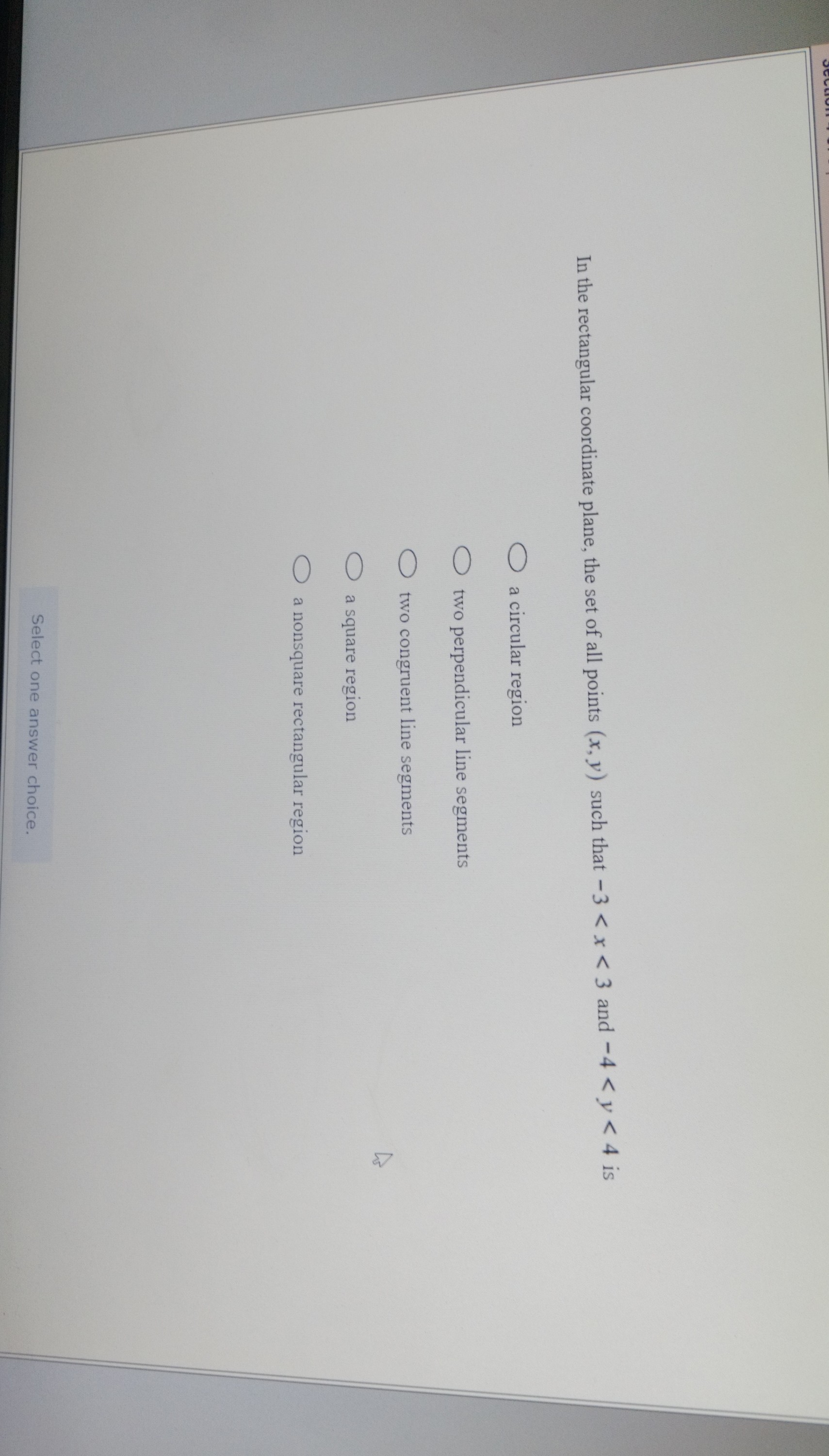 In the rectangular coordinate plane, the set of all points (x, y) such that -3
