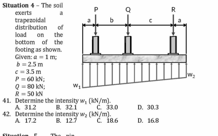 Situation 4 - The soil exerts a trapezoidal distribution of load on the ...