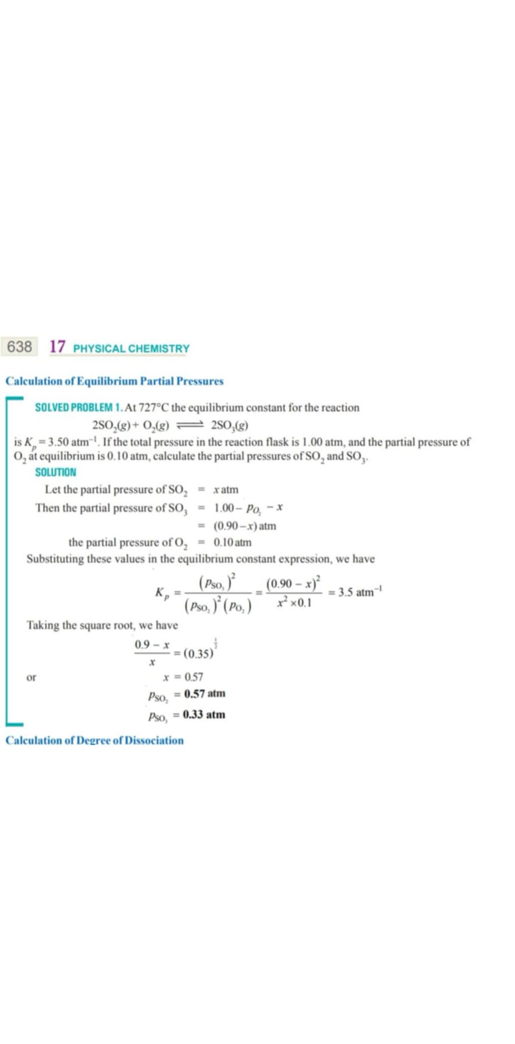 638 17 PHYSICAL CHEMISTRY Calculation of Equilibrium Partial Pressures ...