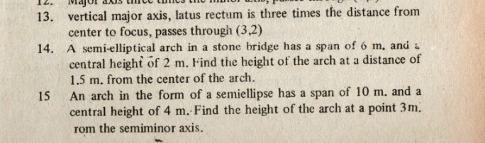 13. vertical major axis, latus rectum is three times the distance from ...