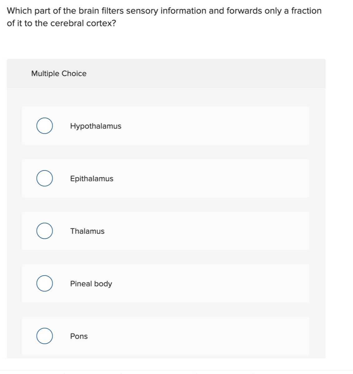 which part of the brain filters sensory information and forwards only a ...