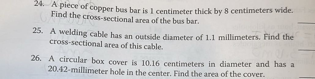24. A piece of copper bus bar is 1 centimeter thick by 8 centimeters ...