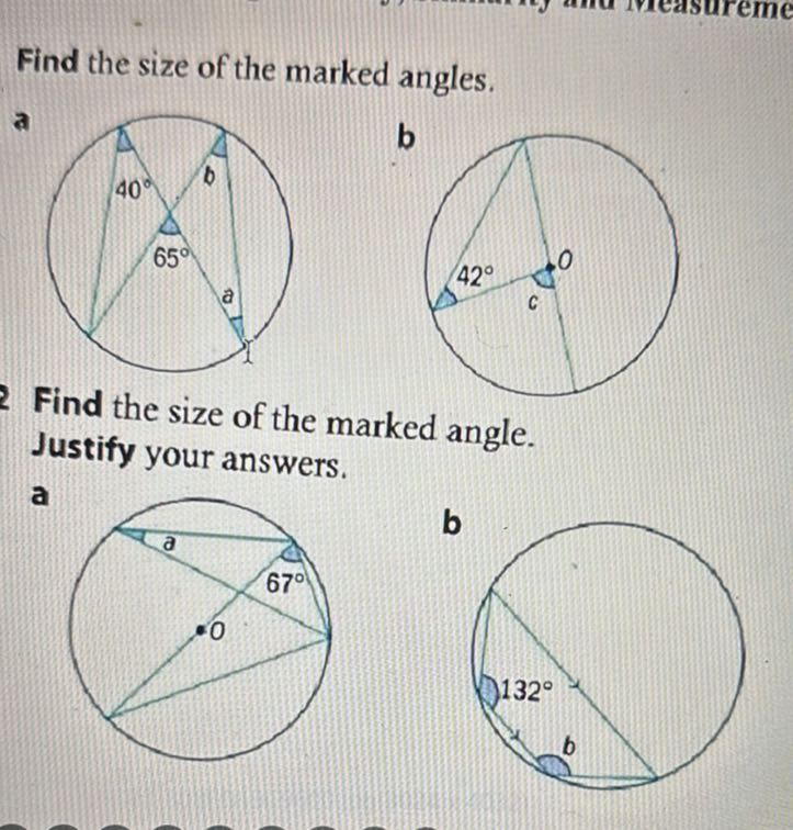 Find the size of the marked angles. a b Find the size of the marked ...