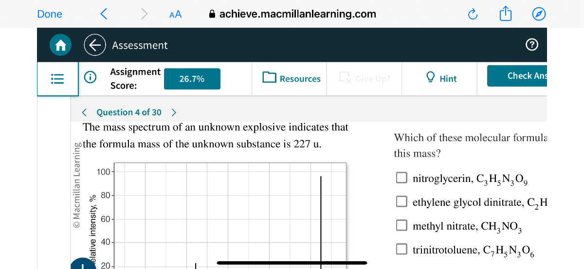 SOLVED: Done AA achieve.macmillanlearning.com Assessment (?) The mass ...