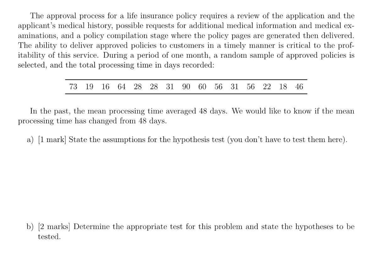 The approval process for a life insurance policy requires a review of ...