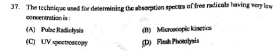 37. The technique used for determining the absorption spectra of free ...