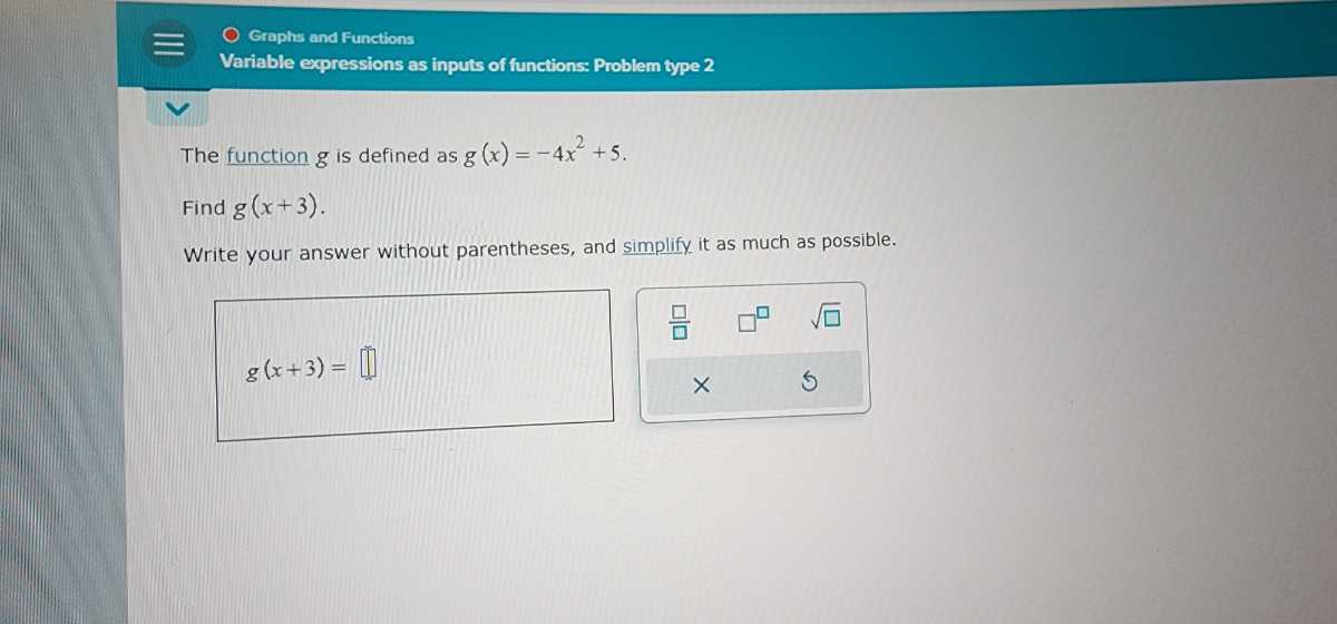 Graphs And Functions Variable Expressions As Inputs Of Functions Problem Type 2 The Function 3430