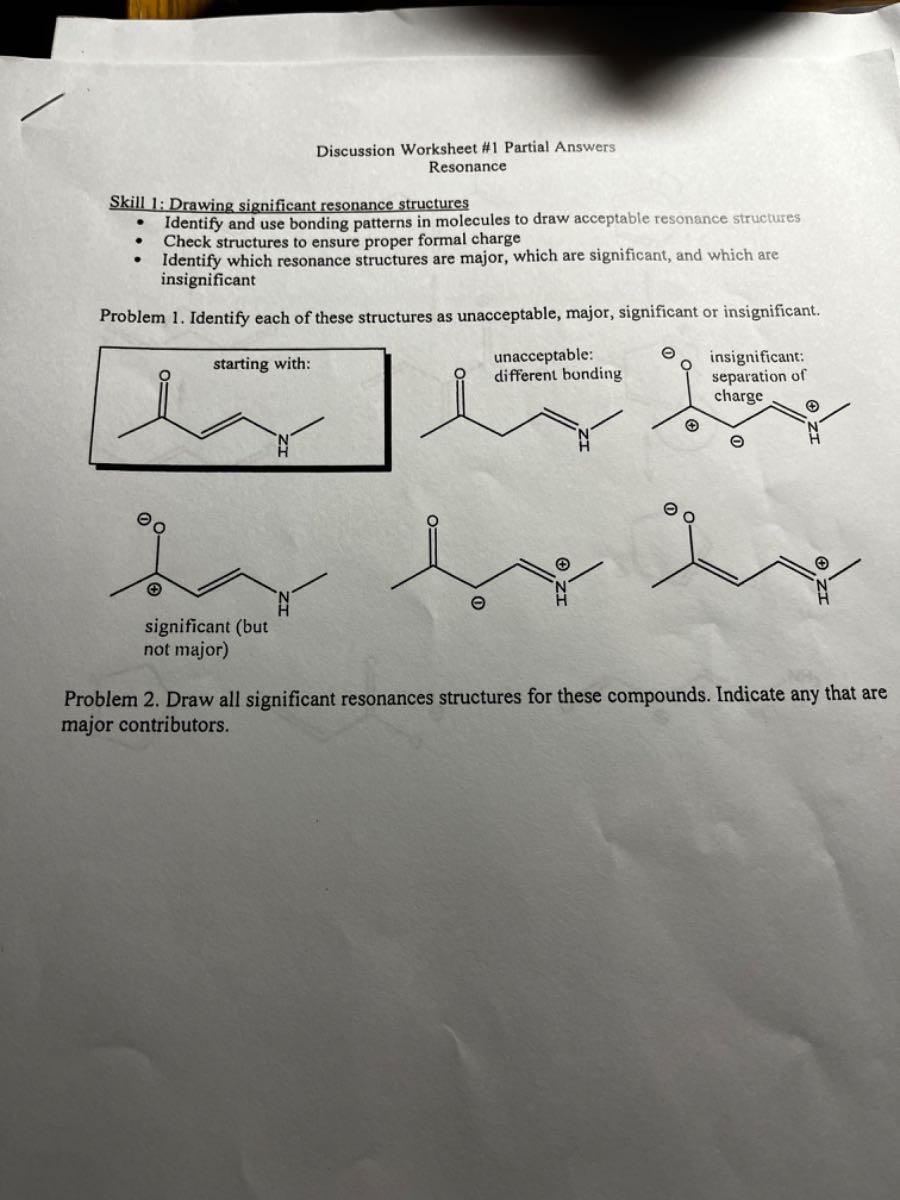discussion worksheet 1 partial answers resonance skill 1 drawing ...