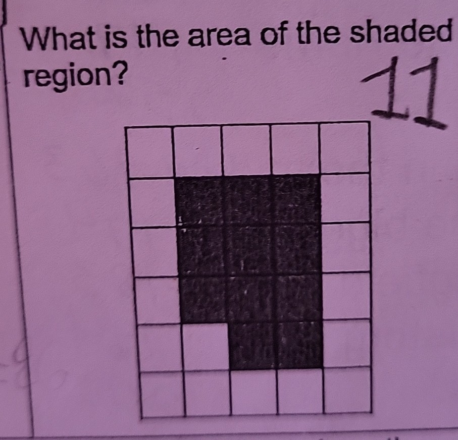 What is the area of the shaded region?