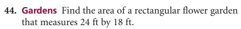 44 gardens find the area of a rectangular flower garden that measures ...