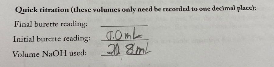 quick titration these volumes only need be recorded to one decimal ...