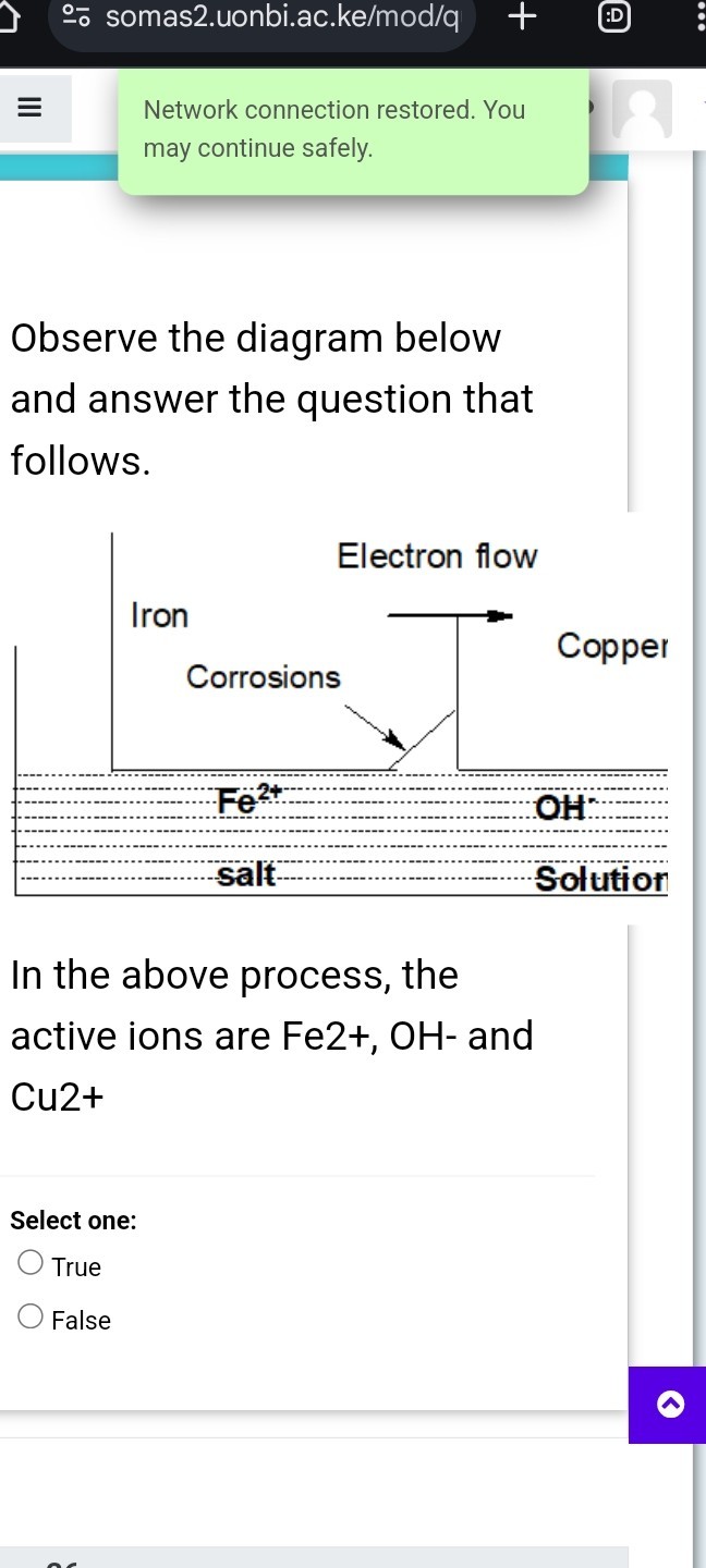 somas2.uonbi.ac.ke/mod/q Network connection restored. You may continue ...
