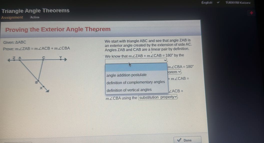 English TUMAYINI Kenzera Triangle Angle Theorems Assignment Active ...
