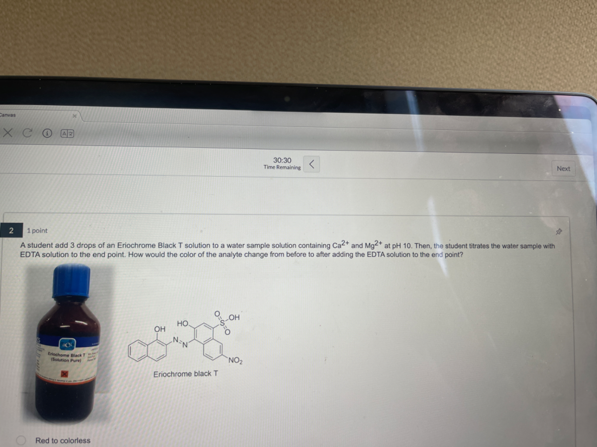 2 1 point A student add 3 drops of an Eriochrome Black T solution to a ...