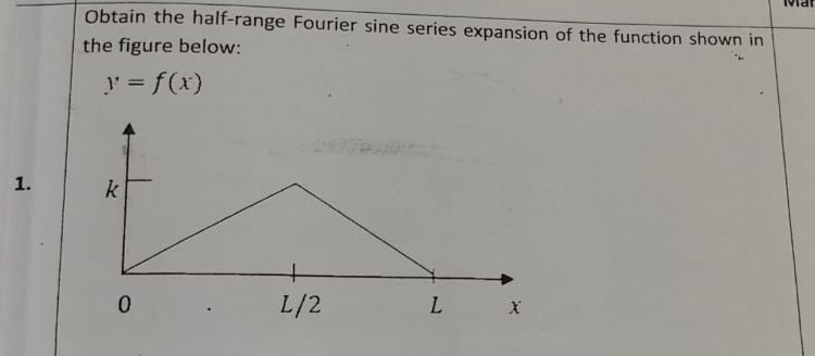 Obtain the half-range Fourier sine series expansion of the function ...