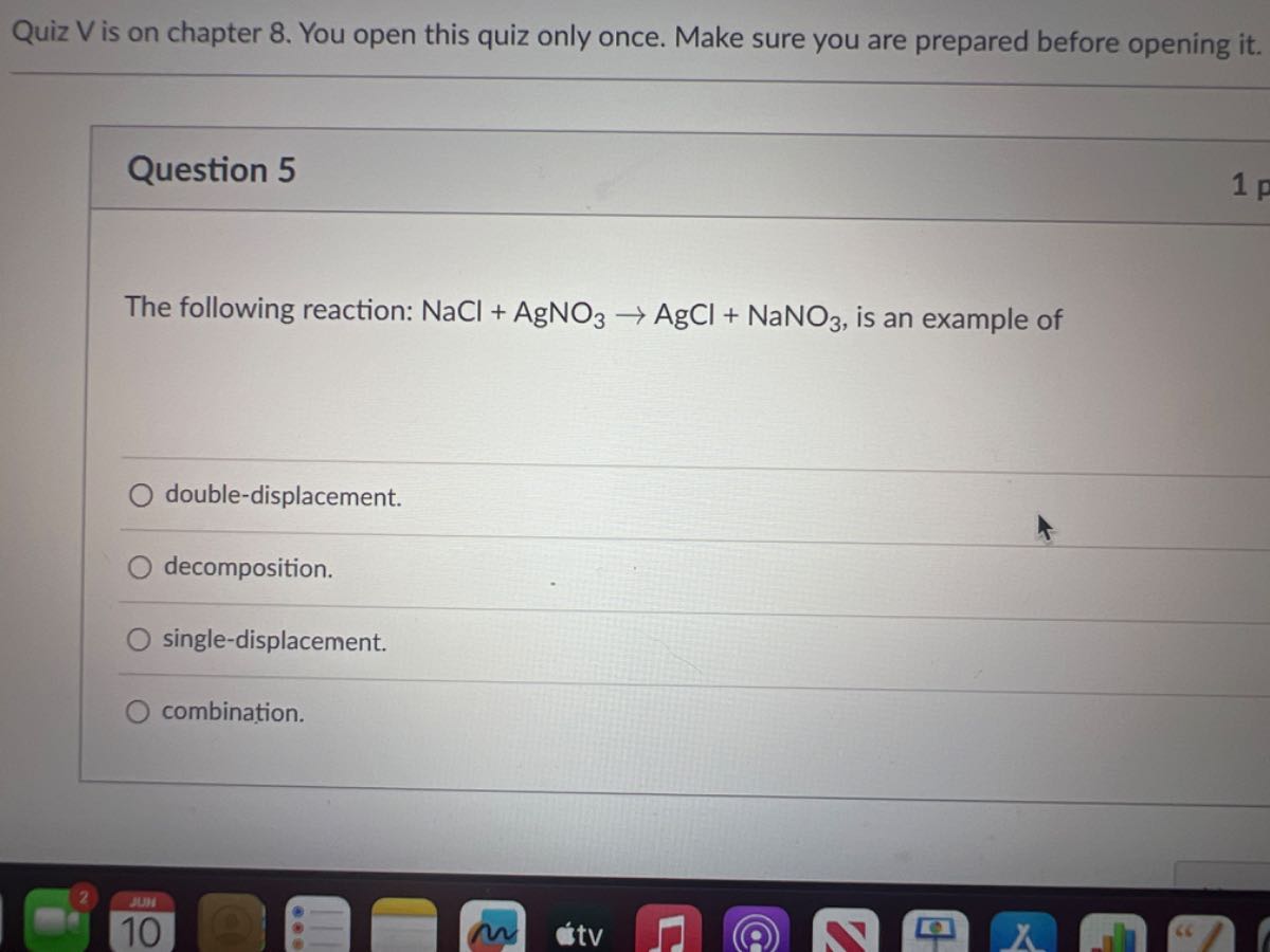 Quiz V is on chapter 8 . You open this quiz only once. Make sure you ...