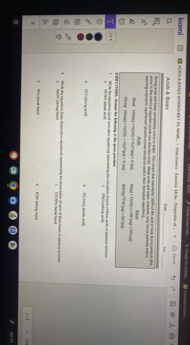 2*komi 4|c|[b]2*IIf ACIDS & BASES WORKSHEET III: NAMI... / Elsie Gomez ...