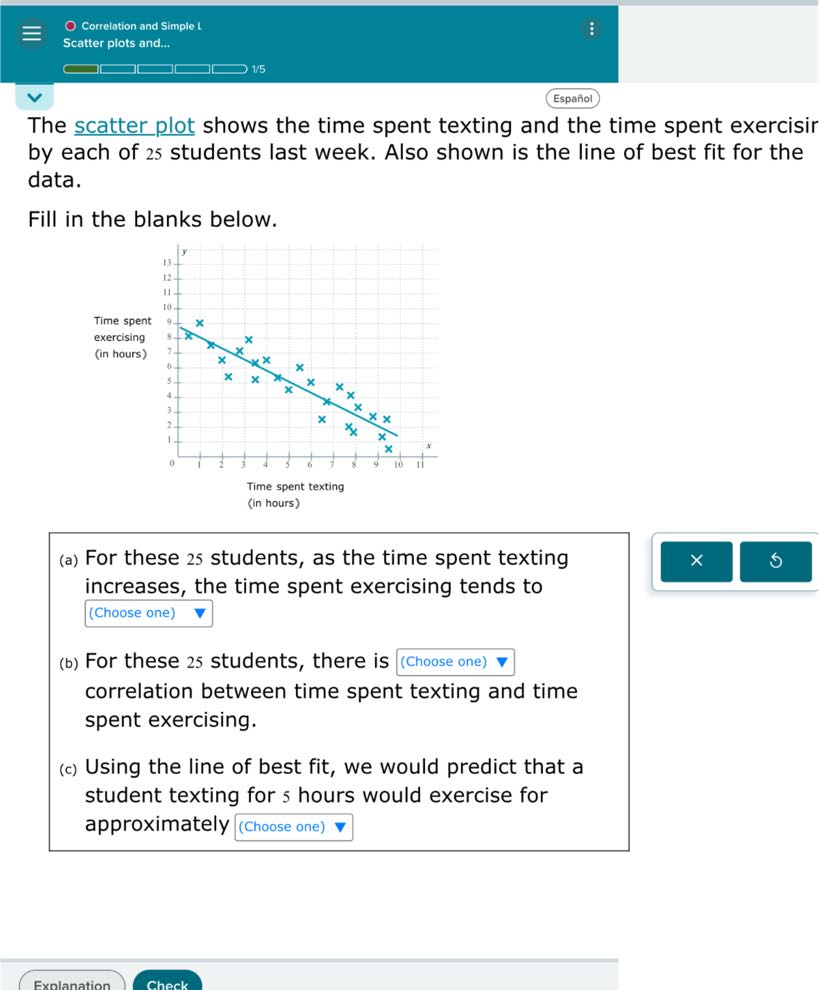 Correlation and Simple L Scatter plots and... Español The scatter plot ...