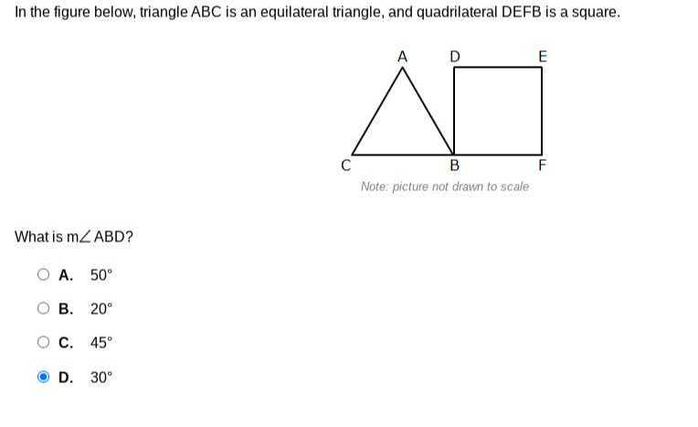 in the figure below triangle a b c is an equilateral triangle and quadrilateral defb is a square ...