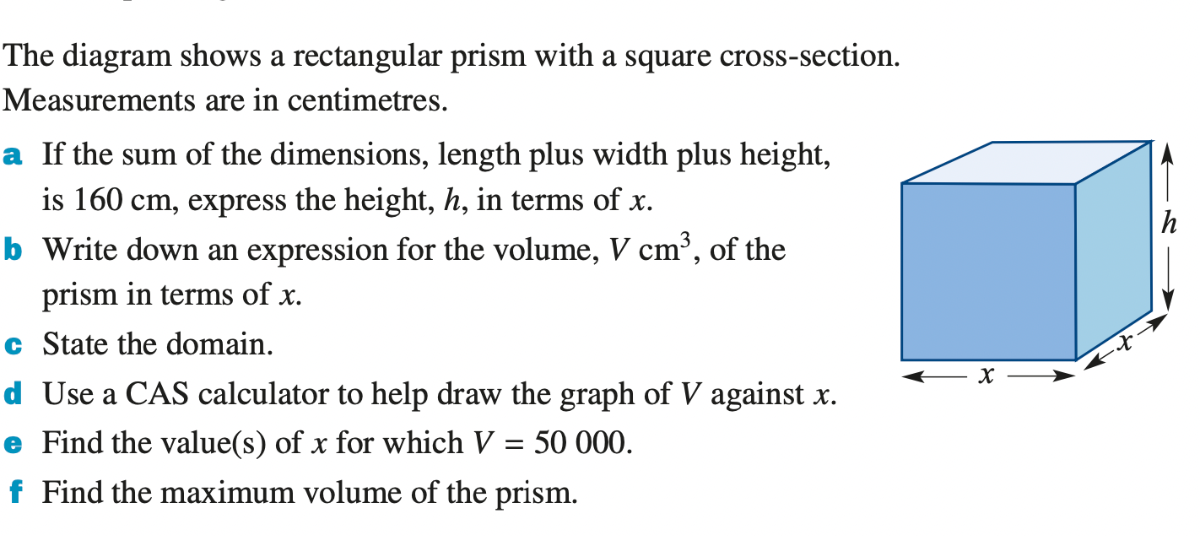 the diagram shows a rectangular prism with a square cross section ...