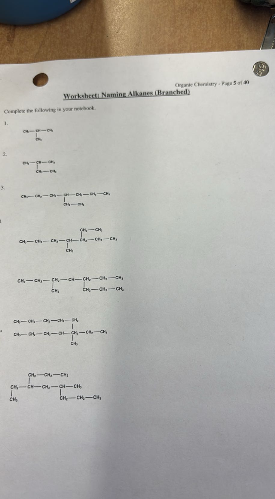 Organic Chemistry - Page 5 of 40 Worksheet: Naming Alkanes (Branched ... Organic Chemistry - Page 5 of 40 Worksheet: Naming Alkanes (Branched ...