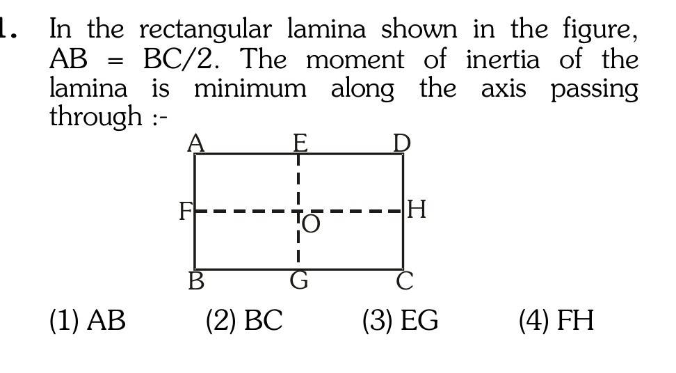 in the rectangular lamina shown in the figure mathrmabmathrmbc 2 the ...