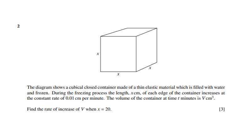 2 The diagram shows a cubical closed container made of a thin elastic ...