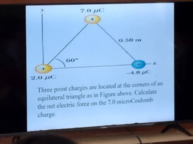 Three point charges are located at the comers of an equilateral ...