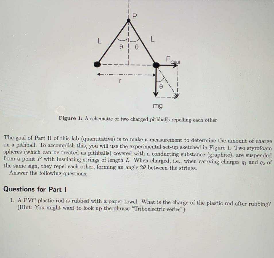 mg Figure 1: A schematic of two charged pithballs repelling each other ...