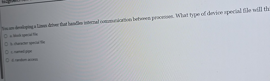 You are developing a Linux driver that handles internal communication ...