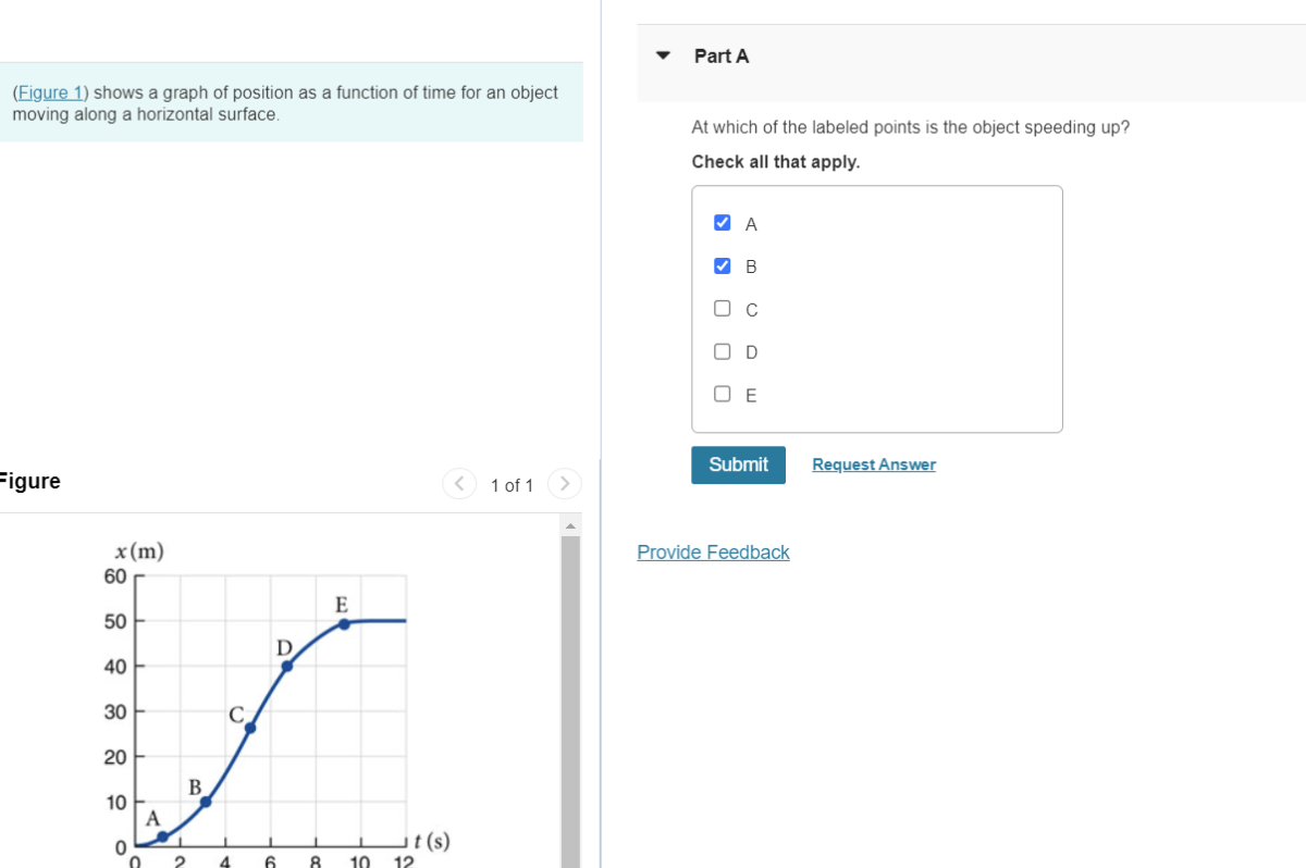 SOLVED: Part A (Figure 1) shows a graph of position as a function of ...