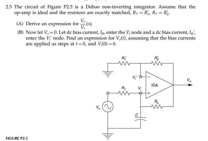 25 the circuit of figure p25 is a deboo non inverting integrator assume ...