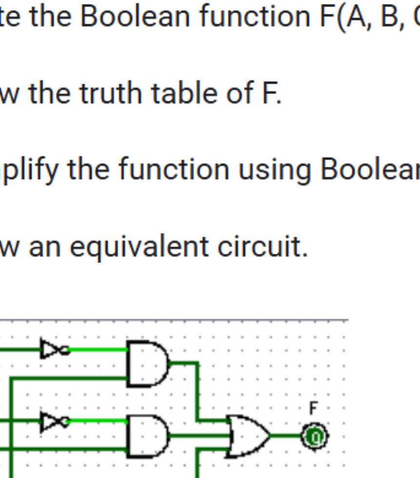 the Boolean function F(A, B, w the truth table of F. plify the function ...